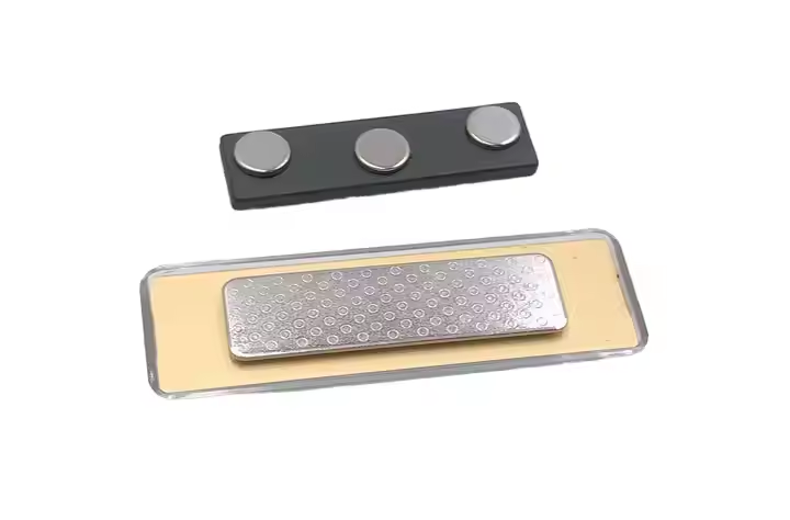REAP 75X25mm Golden Colour Plastic Premium Quality Name Badges with Ma ...