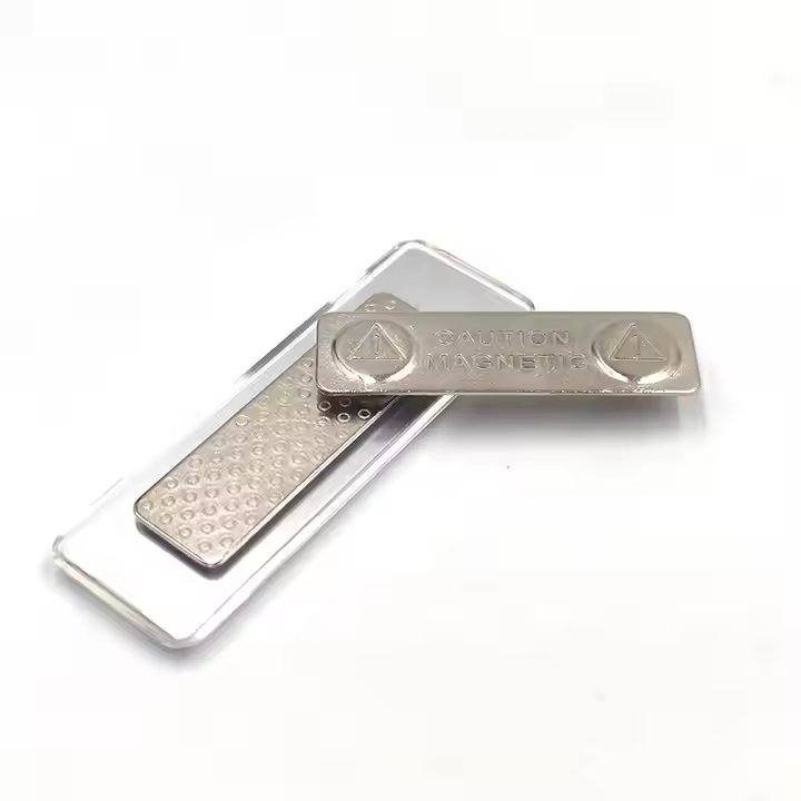 REAP 75X25mm Silver Colour Plastic Reusable Name Tag with Magnetic Bac ...