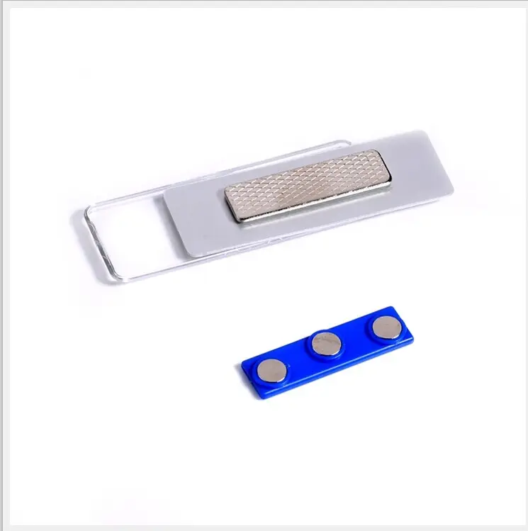 REAP 75X25mm Silver Colour Plastic Reusable Name Tag with Magnetic Bac ...